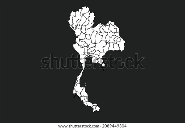 Thailand Map White Color On Black Stock Vector (Royalty Free ...