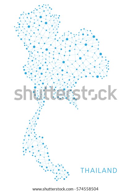 Thailand Network Map Connections Vector Illustration Stock Vector ...