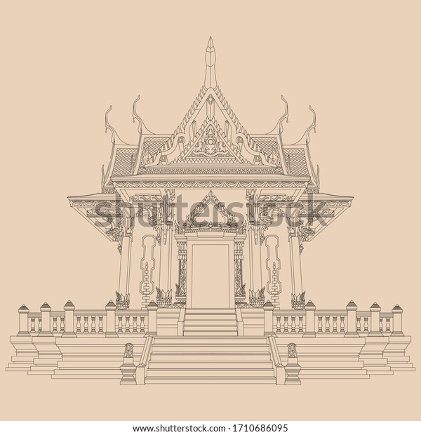 Thailand Old Temple Asia Temple Vector Stock Vector (Royalty Free ...