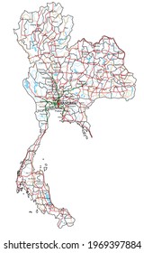 Thailand Road Highway Map Vector Illustration Stock Vector (Royalty ...