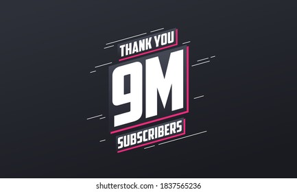 Thank You 9000000 Subscribers 9m Subscribers Stock Vector (Royalty Free ...