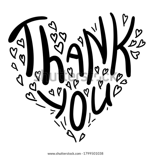 Thank You Card Text Hearts Decoration Stock Vector (Royalty Free ...