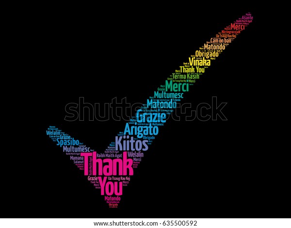 Thank You check mark, concept words cloud collage