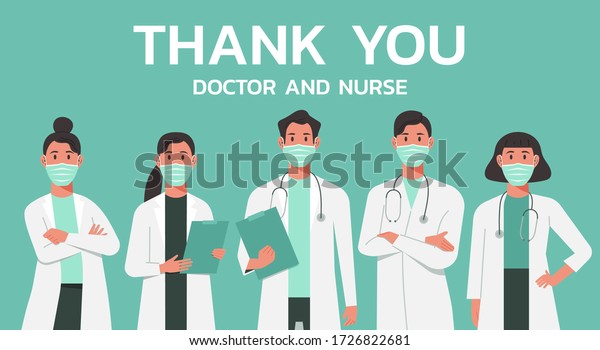 Thank You Doctors Nurses Concept Medical Stock Vector (Royalty Free ...