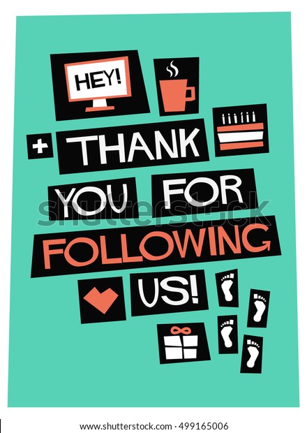 Thank You For Following Us! (Vector Illustration Design Template For ...