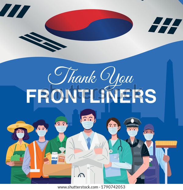 Thank You Frontline Workers Various Occupations Stock Vector (Royalty ...