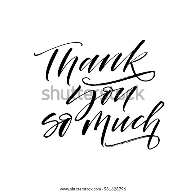 Thank you so much postcard. Ink illustration. Modern brush calligraphy ...