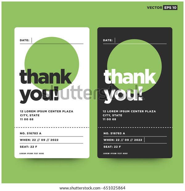 Thank You Ticket Card Design Seat Stock Vector (Royalty Free) 651025864 ...