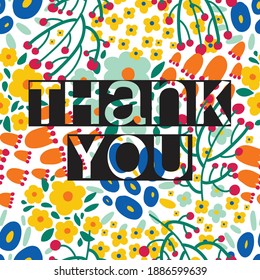 Thank You Vector Postcard Spring Flowers Stock Vector (Royalty Free ...