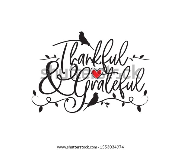 Thankful Grateful Vector Wording Design Lettering Stock Vector (Royalty ...