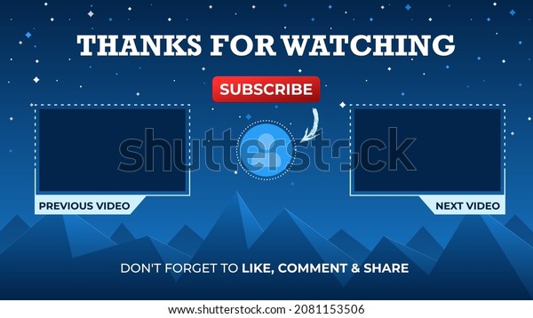 Thanks Watching End Screen Video Template Stock Vector (Royalty Free ...