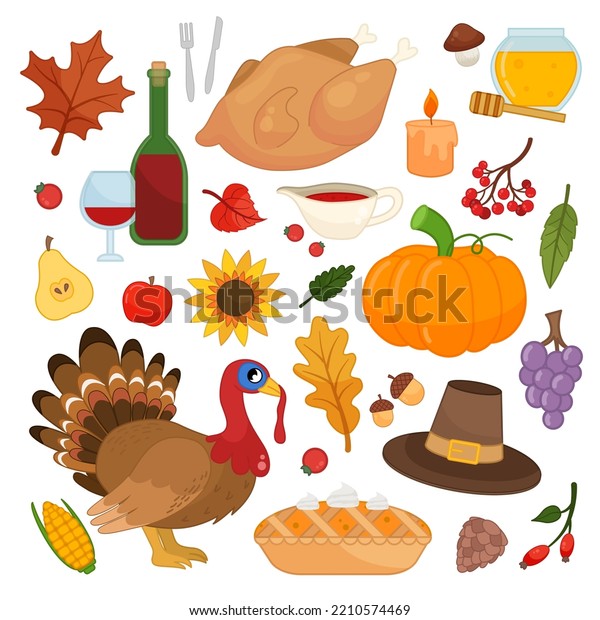 Thanksgiving Day Symbols Vector Set Stock Vector (Royalty Free ...