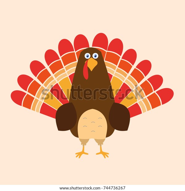 Thanksgiving Day Turkey Flat Style No Stock Vector (Royalty Free ...