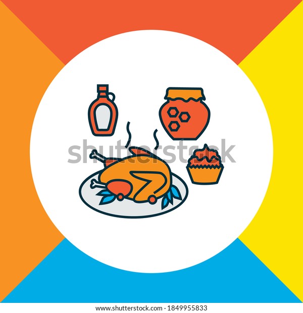 Thanksgiving Dinner Icon Colored Line Symbol Stock Vector (Royalty Free ...