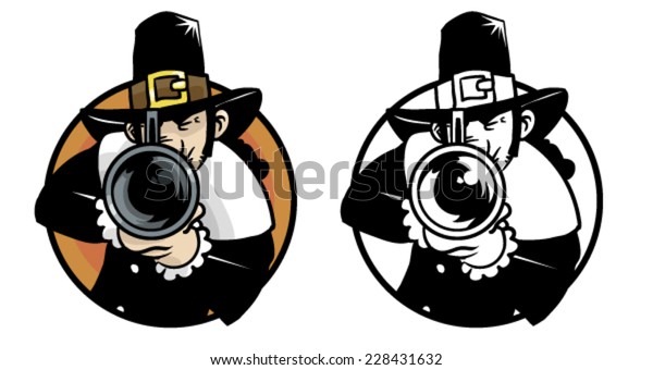 Thanksgiving Pilgrim Hunter Vector Clip Art: เวกเตอร์สต็อก (ปลอดค่า ...