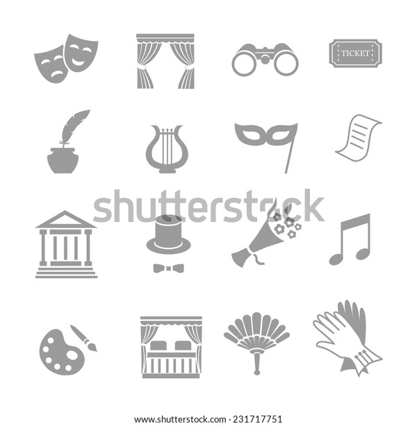 Theater Acting Icons Set Black Vector Stock Vector (Royalty Free ...