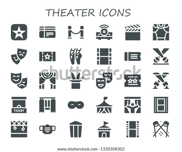 Theater Icon Set 30 Filled Theater Stock Vector (Royalty Free ...