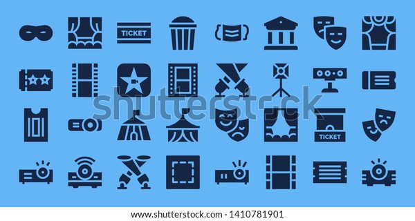 Theater Icon Set 32 Filled Theater Stock Vector (Royalty Free ...