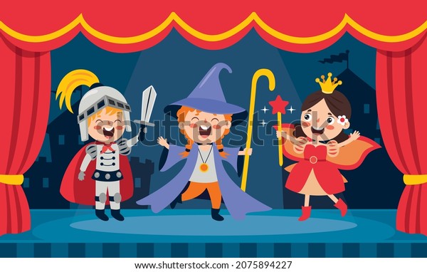 Theater Scene Cartoon Characters Stock Vector (Royalty Free) 2075894227 ...