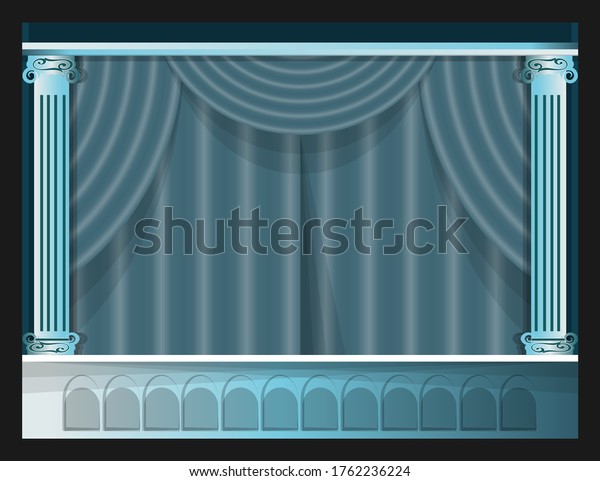 Theater Stage Roman Columns Closed Draped Stock Vector (Royalty Free ...