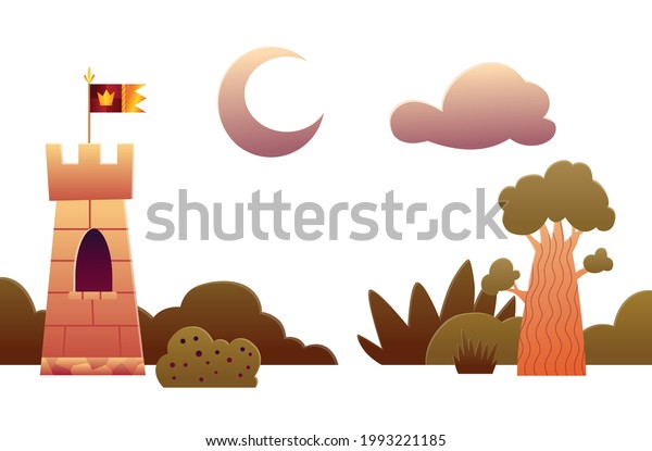 Theater Stage Scenery Vector Cartoon Illustration Stock Vector (Royalty ...