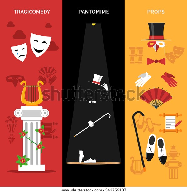 Theatre Performance Vertical Banners Set Tragicomedy Stock Vector ...
