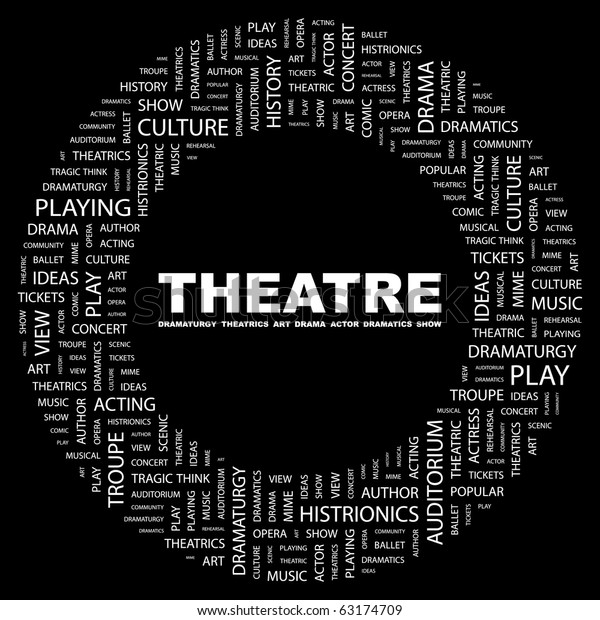 Theatre Word Collage On Black Background Stock Vector (Royalty Free ...
