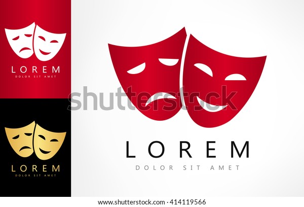 Theatrical Masks Vector Logo Stock Vector (Royalty Free) 414119566