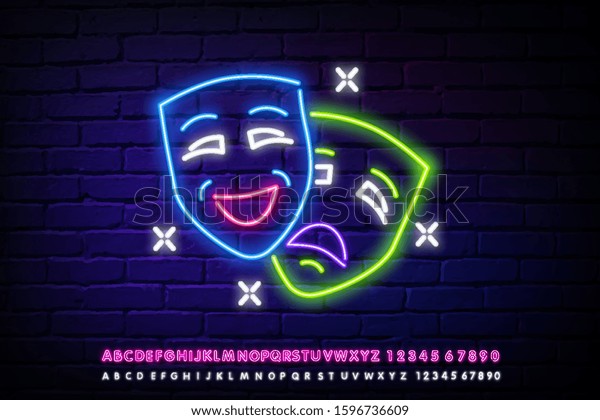 Theatrical Performance Neon Sign Glowing Inscription Stock Vector ...
