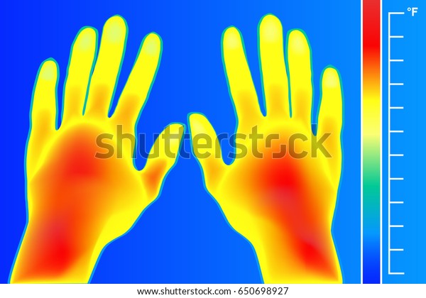 Thermal Imager Human Hands Finger Vector 스톡 벡터(로열티 프리) 650698927