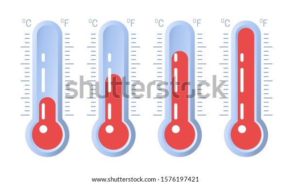 Thermometer icon or temperature symbol with different levels