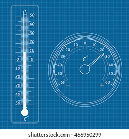 Thermometer Icon Vertical Round Vector Illustration Stock Vector ...