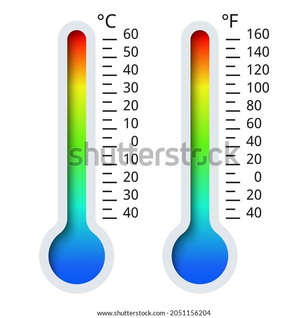 Thermometers Celsius Fahrenheit Gradient Scale Red Stock Vector ...
