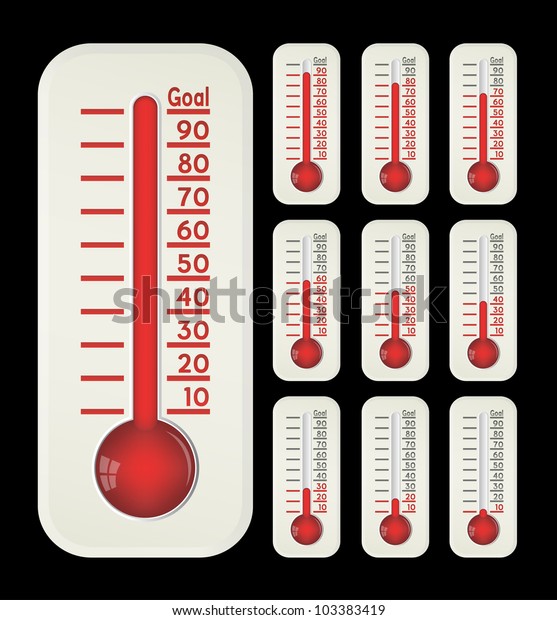 Thermometers Graphic Showing Progress Towards Goal Stock Vector ...