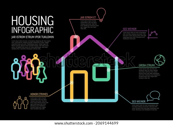 Thick Line Housing Infographic Template On Stock Vector (Royalty Free ...