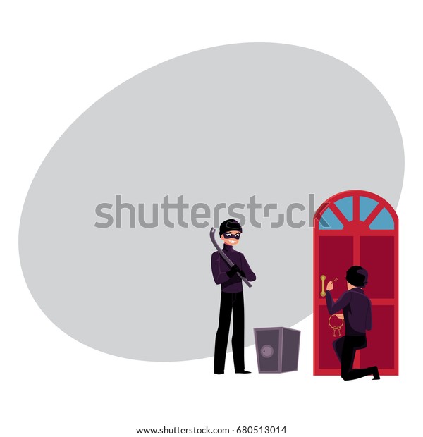 Thief Burglar Breaking House Going Force Stock Vector (Royalty Free ...