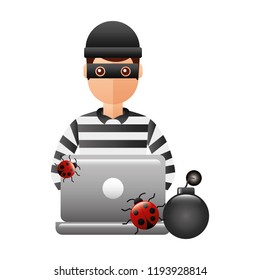 Thief Man Laptop Computer Icons Stock Vector (Royalty Free) 1193928814 ...