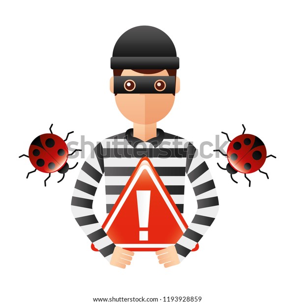 Thief Man Warning Signage Avatar Character Stock Vector (Royalty Free ...