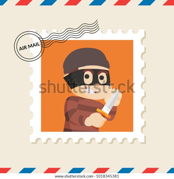 Thief Postage Stamp On Air Mail Stock Vector (Royalty Free) 1018345381 ...