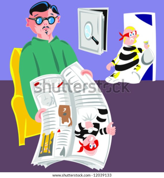 Thief Robbing Man Reading Newspaper Vector Stock Vector (Royalty Free ...