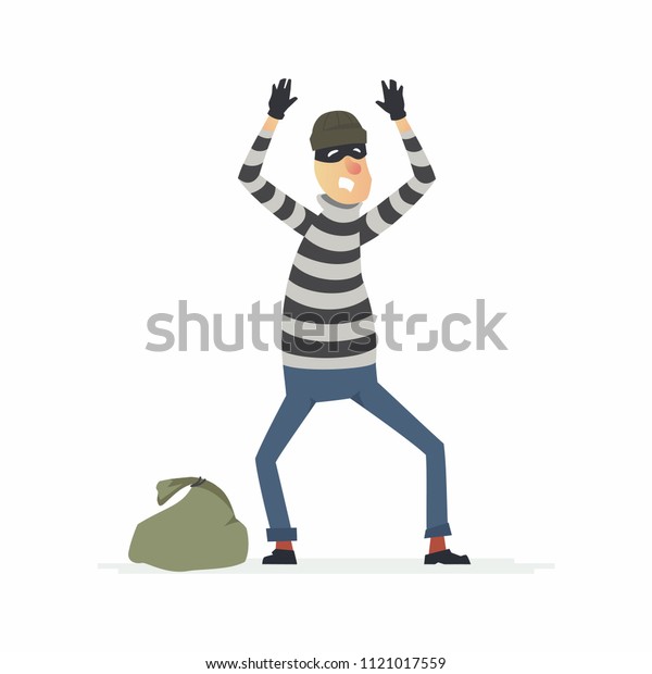 Thief surrendering - cartoon people characters illustration isolated on ...