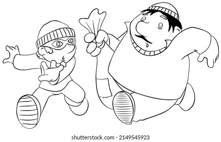 Thieves Element Coloring Page Cartoon Style: стоковая векторная графика ...