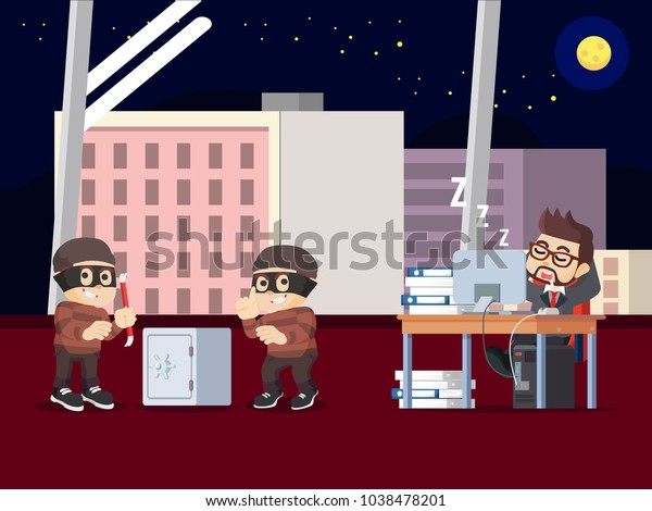 Thieves Stealing Company Vault When Employee Stock Vector (Royalty Free ...