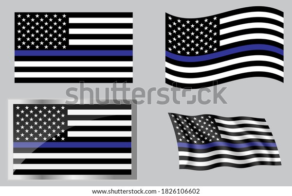 Thin Blue Line Law Enforcement Flag Stock Vector (Royalty Free ...