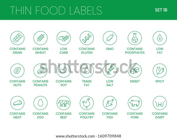 Thin Food Labels Packaging Indication Ingredients 스톡 벡터(로열티 프리 ...