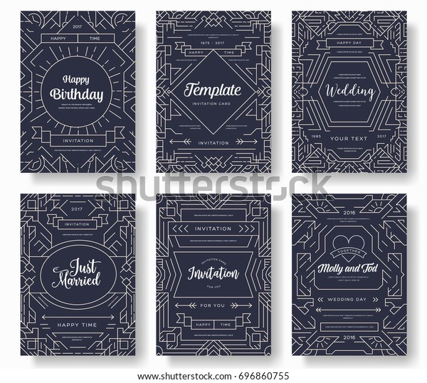 Thin Line Art Set Outline Template Stock Vector (Royalty Free ...