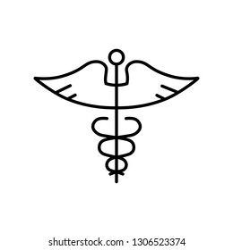Thin Line Caduceus Icon White Background Stock Vector (Royalty Free ...