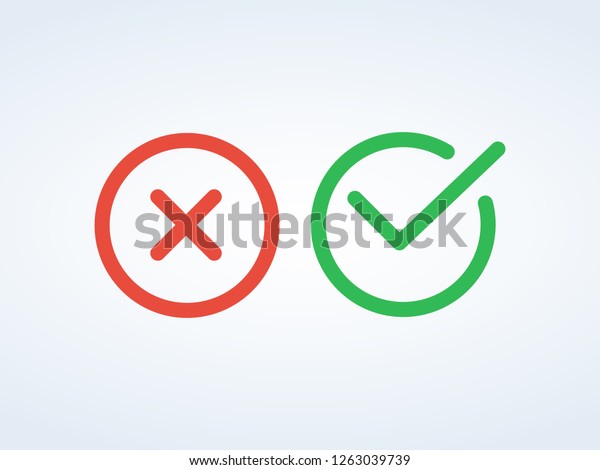 Thin Line Check Mark Icons Green Stock Vector (Royalty Free) 1263039739 ...