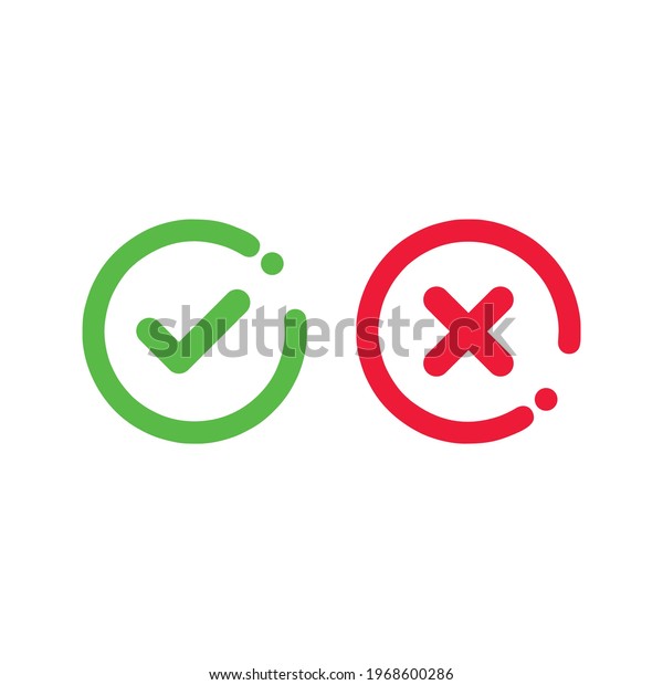 Thin Line Check Mark Icons Green Stock Vector (Royalty Free) 1968600286 ...