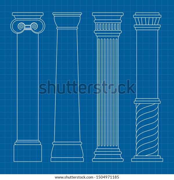 Thin Line Design Ancient Columns Set Stock Vector (Royalty Free) 1504971185